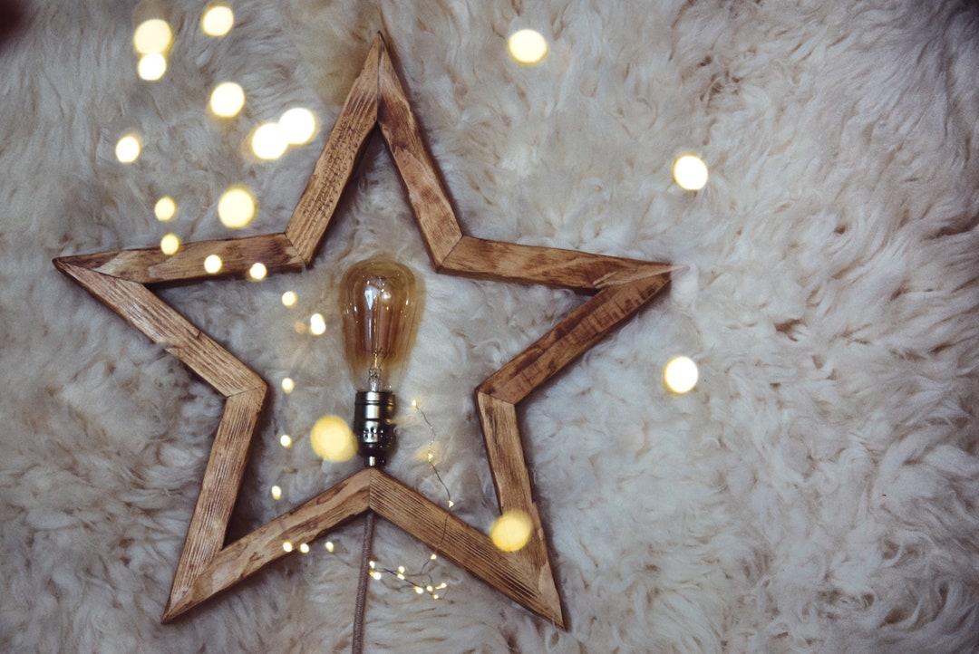 Beautiful Star Lamp. Wooden Decorative Lamp. Rustic Star Lamp ...