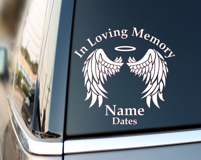 In Loving Memory Car Window Decal With Angel Wings Car Decals - Etsy