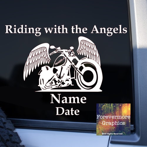Riding With the Angels Custom Motorcycle Memorial Car Truck | Etsy