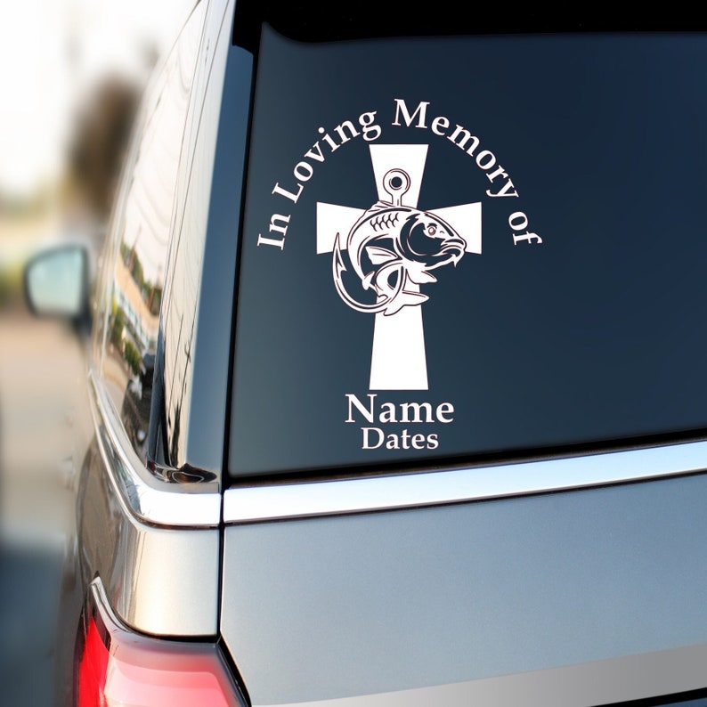 In Loving Memory of Decal | Fish Decal | Cross Decal | Loving Memory of ...