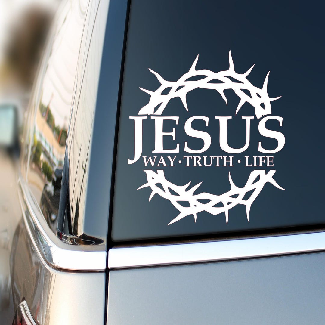 Jesus Decal | Christian Decal | Thorn Cross Decal - Etsy