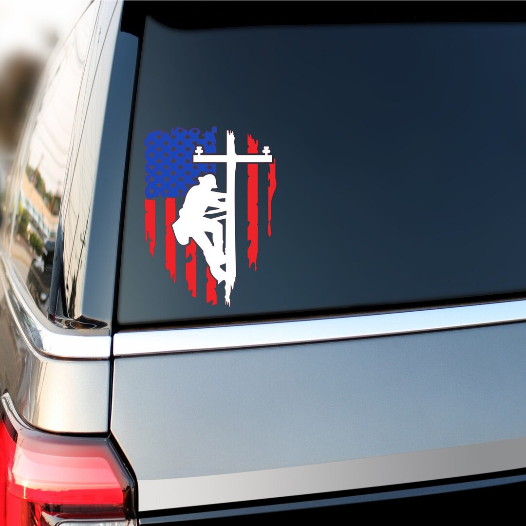 Lineman Sticker Lineman Decal Electric Lineman Decal Lineman With Flag ...