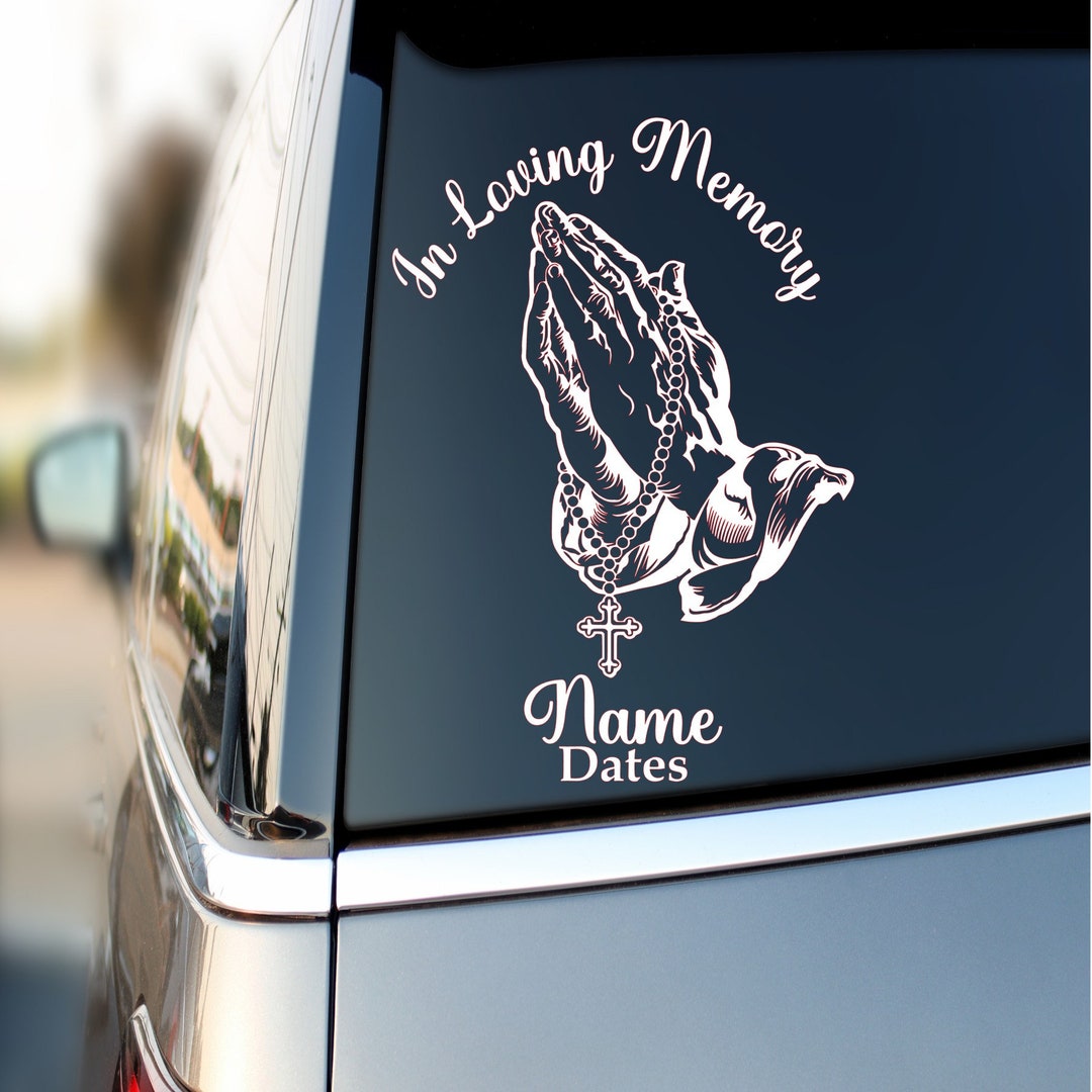 In Loving Memory Decal | Praying Hands Decal | Celebration of Life ...