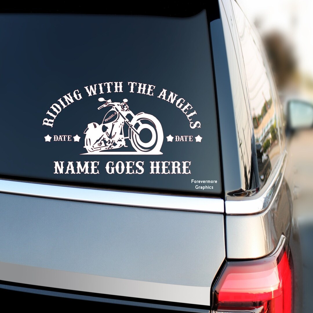 Riding With the Angels Decal | in Loving Memory Decal | Motorcycle ...
