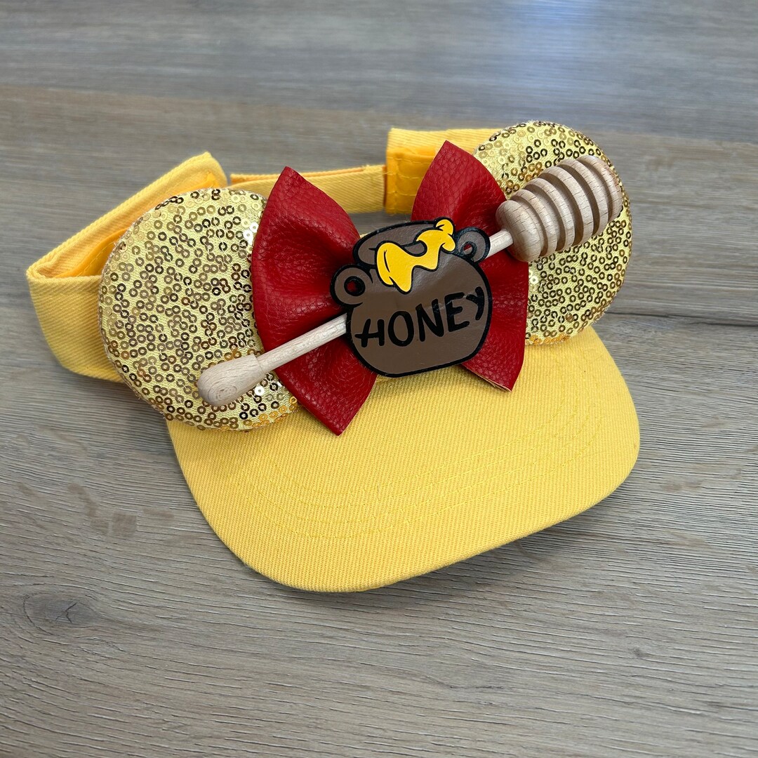Pooh Bear Inspired Mouse Ear Visor, Honey Loving Bear Mouse Ears ...