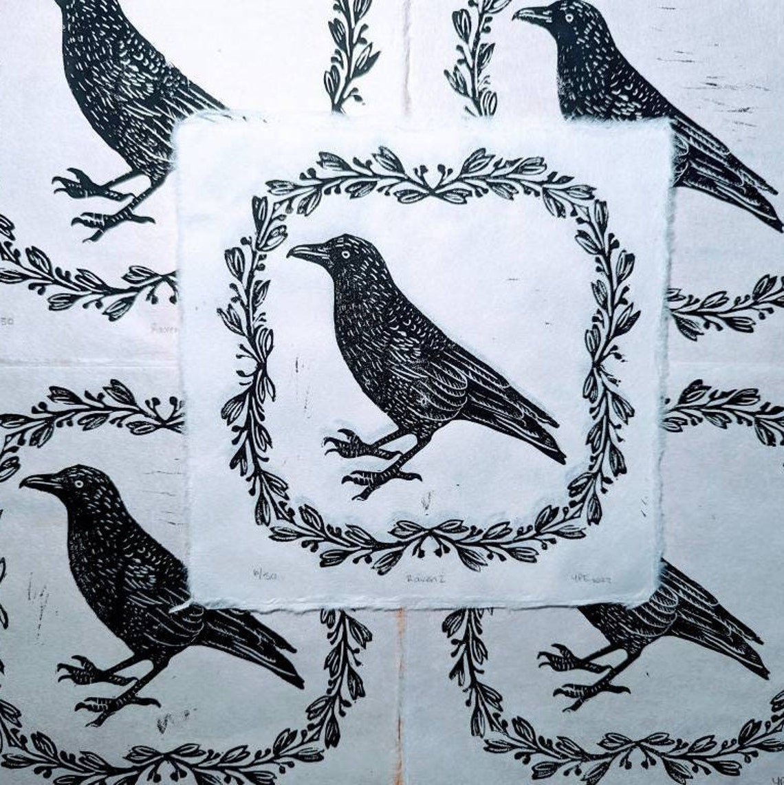 Raven I Linocut Print Raven Bird Relief Print - Etsy