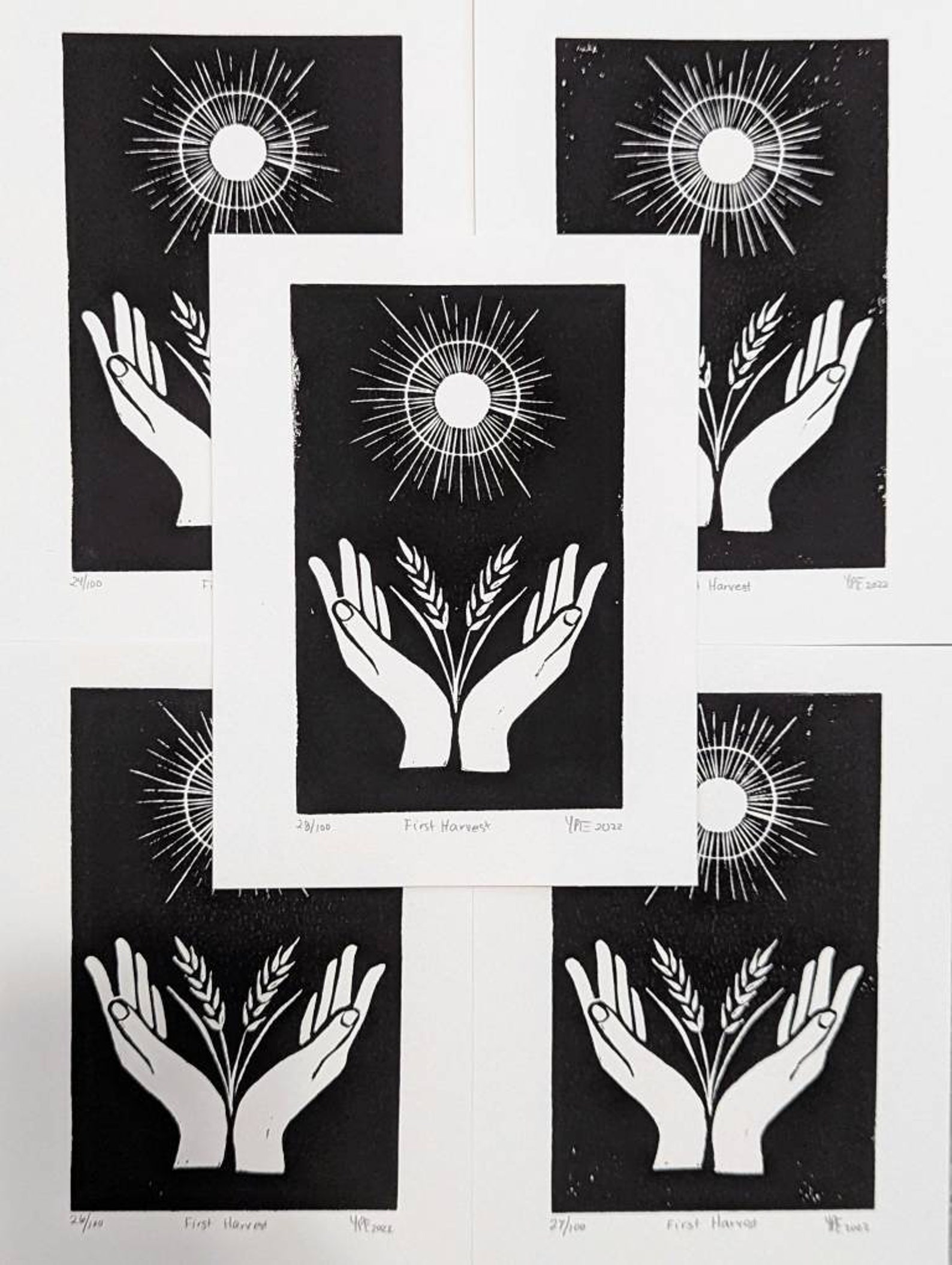 First Harvest Linocut Print Summer Art Midsummer Relief Print Lammas ...