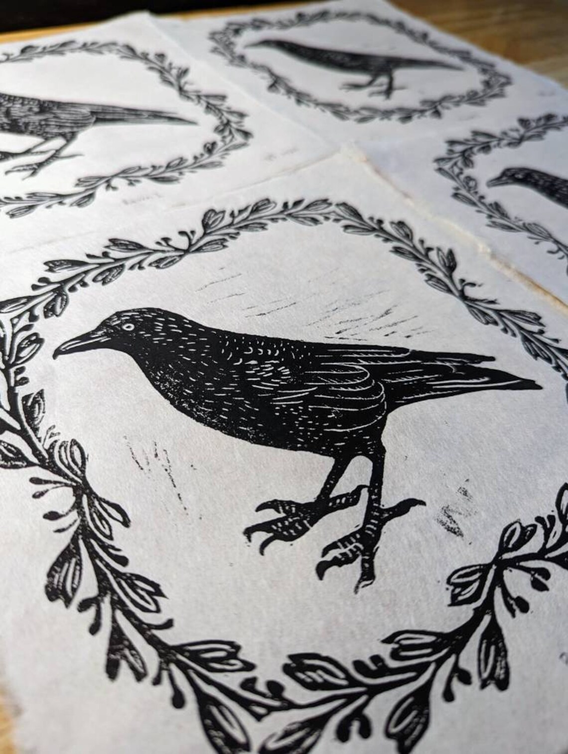 Raven I Linocut Print Raven Bird Relief Print - Etsy