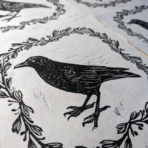 Raven I Linocut Print Raven Bird Relief Print - Etsy