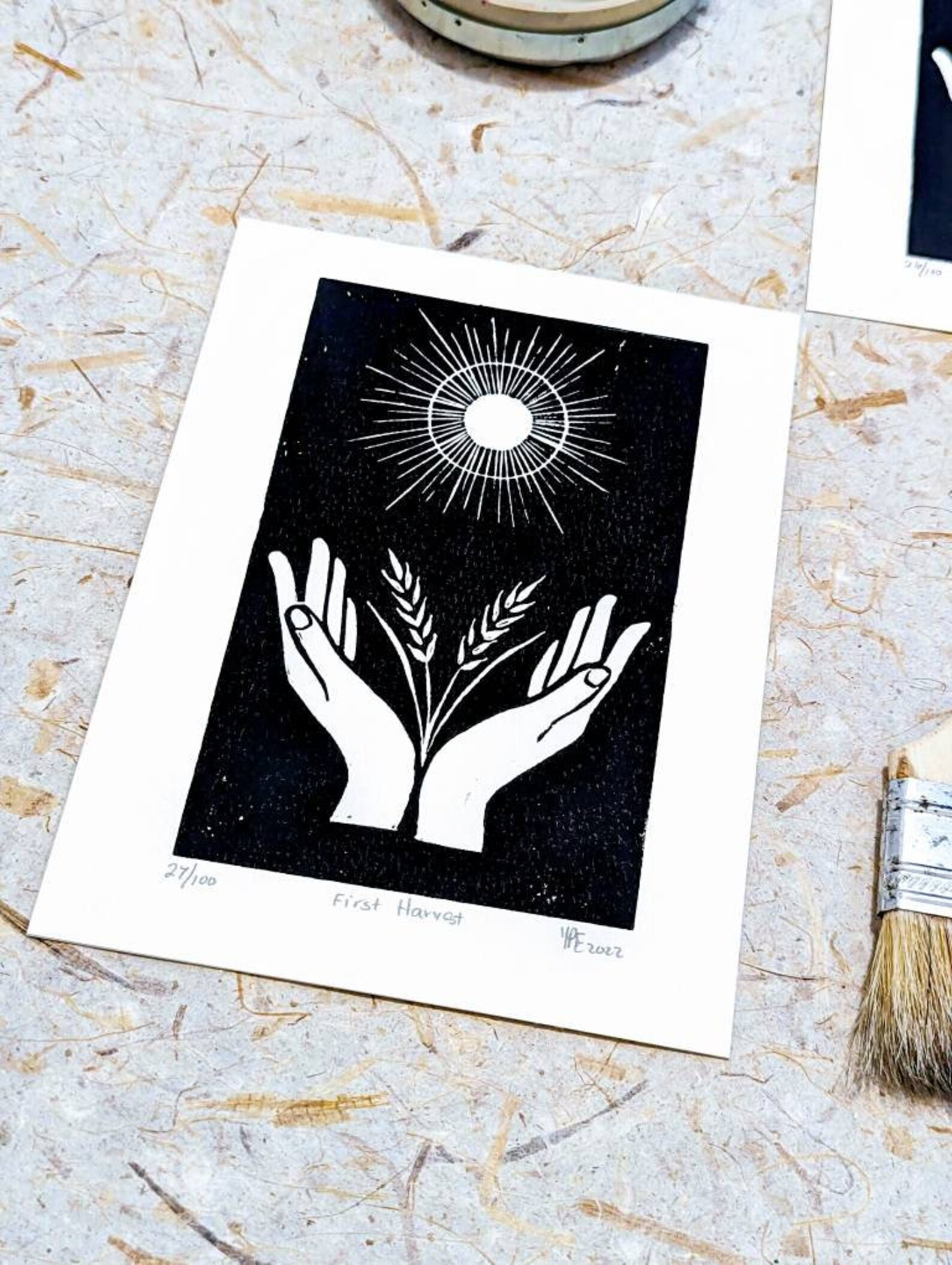 First Harvest Linocut Print Summer Art Midsummer Relief Print Lammas ...