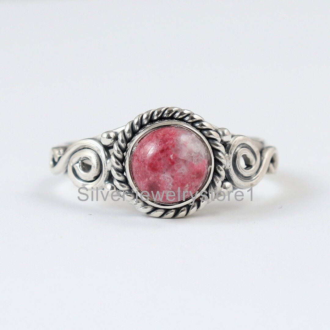 Natural Thulite Ring , 925 Sterling Ring , Gemstone Ring Jewelry ...