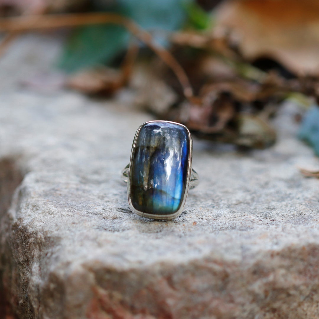 Natural Blue Labradorite Ring, 925 Sterling Silver Ring, Labradorite ...