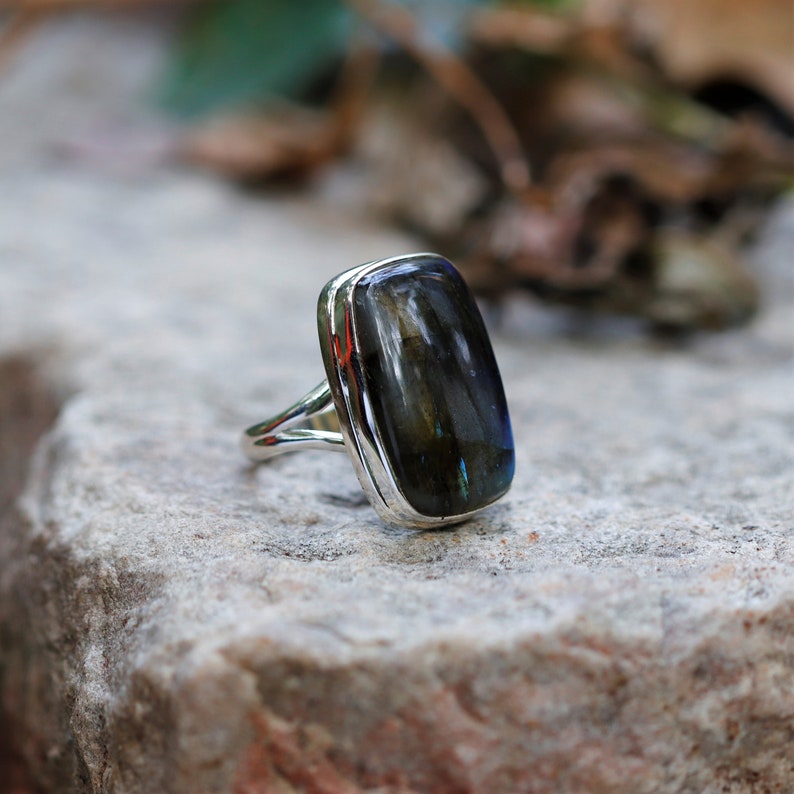 Natural Blue Labradorite Ring 925 Sterling Silver Ring | Etsy