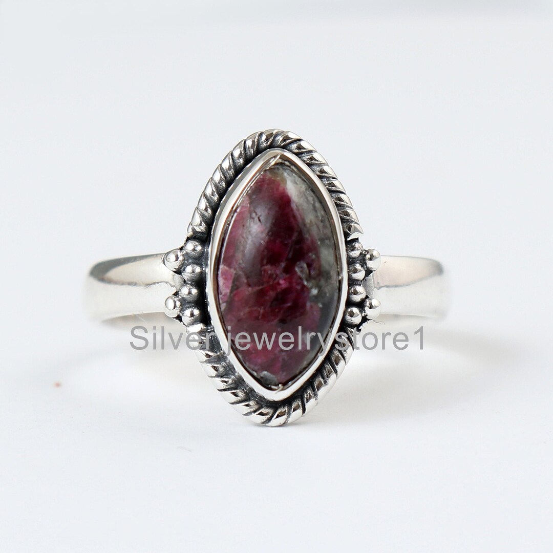 Real Eudialyte Ring, Gemstone Ring, Silver Ring, Handmade Ring, Edulite ...