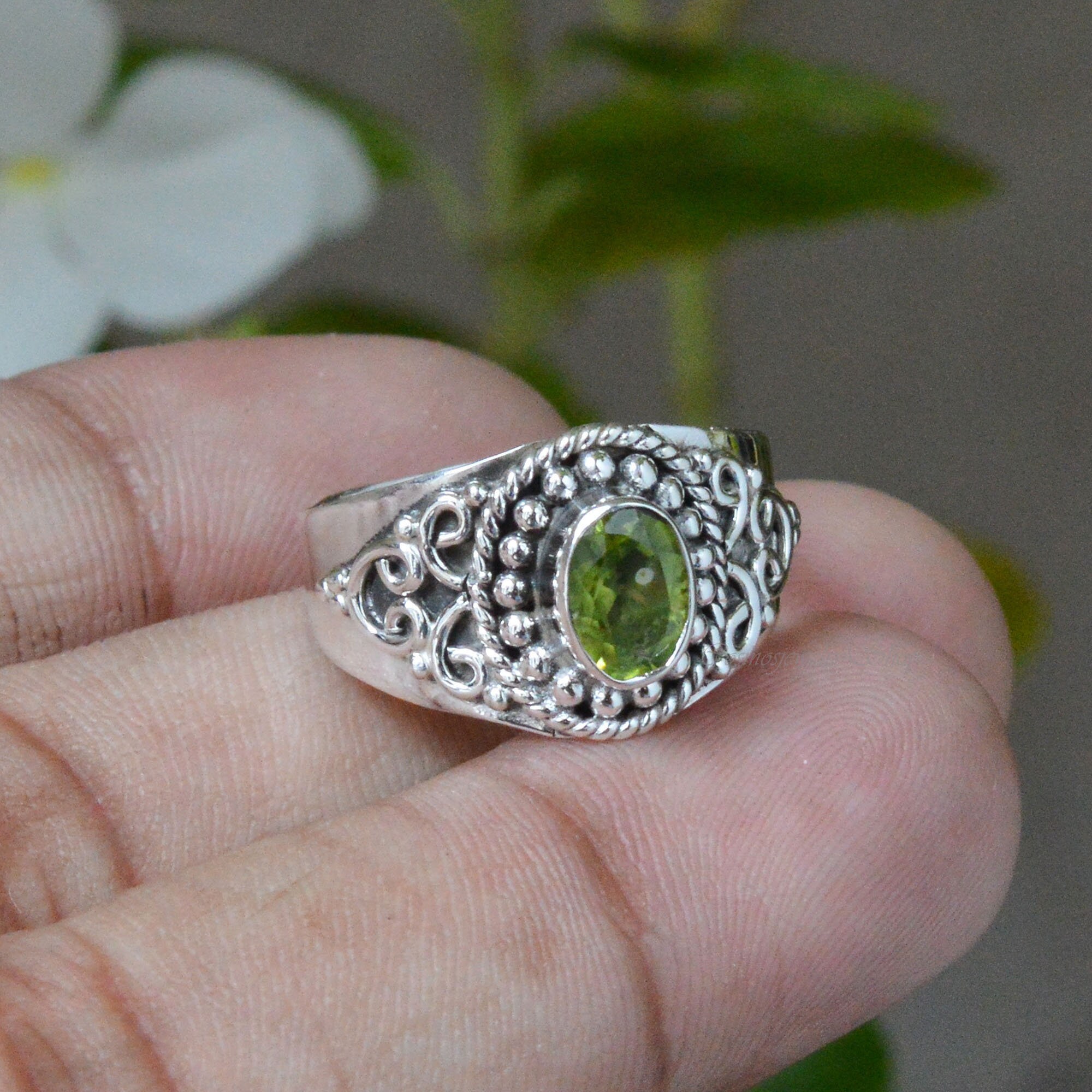 Natural Peridot Ring Genuine Peridot 5x7 mm Oval Gemstone | Etsy