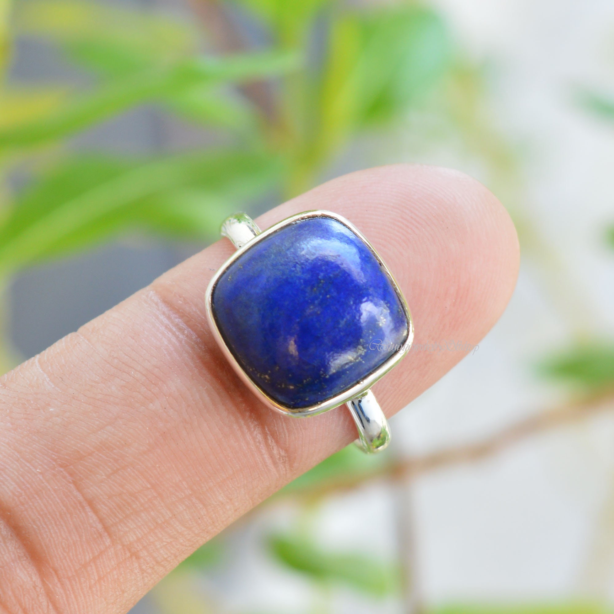 Sterling Silver Ring Lapis Lazuli Ring Lapis 12 X 12 Mm - Etsy