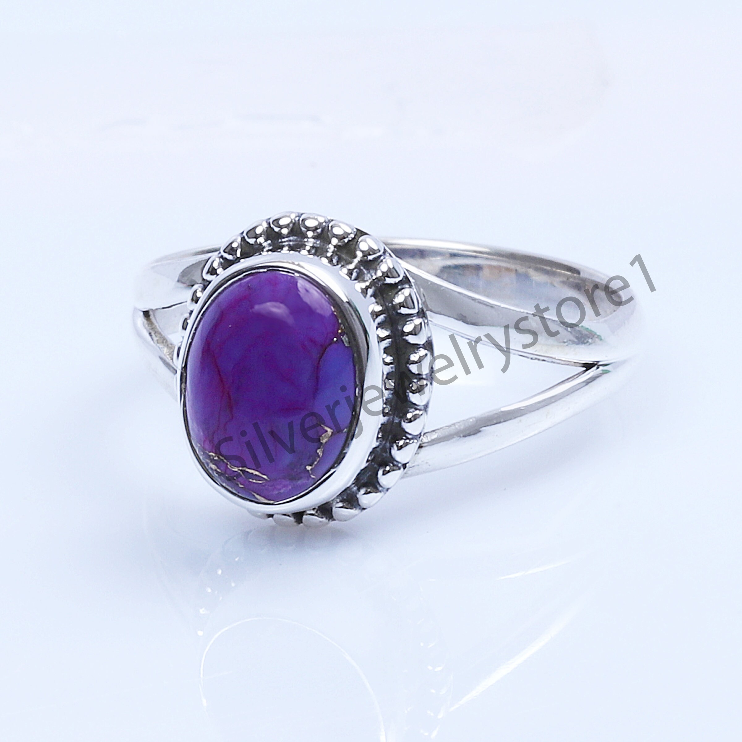 Lila Kupfer Türkis Ring Lila Kupfer 7X9 mm Oval Edelstein | Etsy