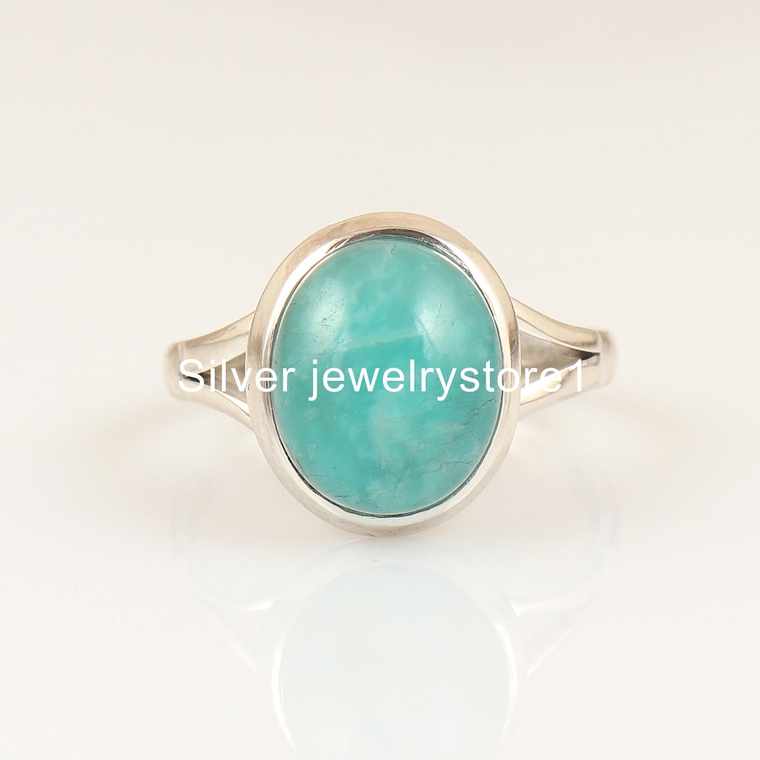 Amazonite Silver Ring | Midi Rings | Amazonite Oval Ring | Birthstone ...