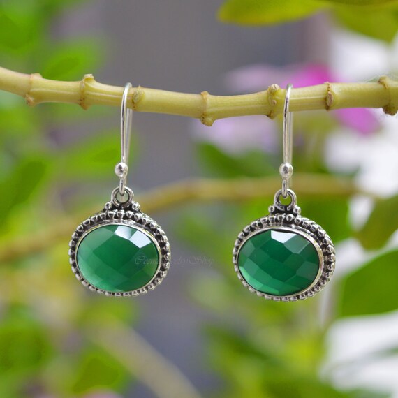 Green Onyx Earrings 925 Sterling Silver Green Onyx 10x12mm | Etsy
