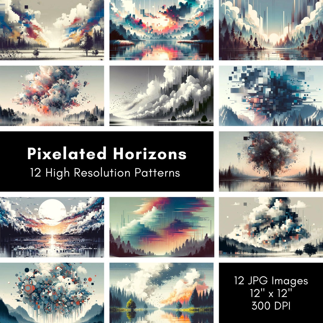 Pixelated Horizons: 12 Digital Paper Patterns for Journals, Graphic ...