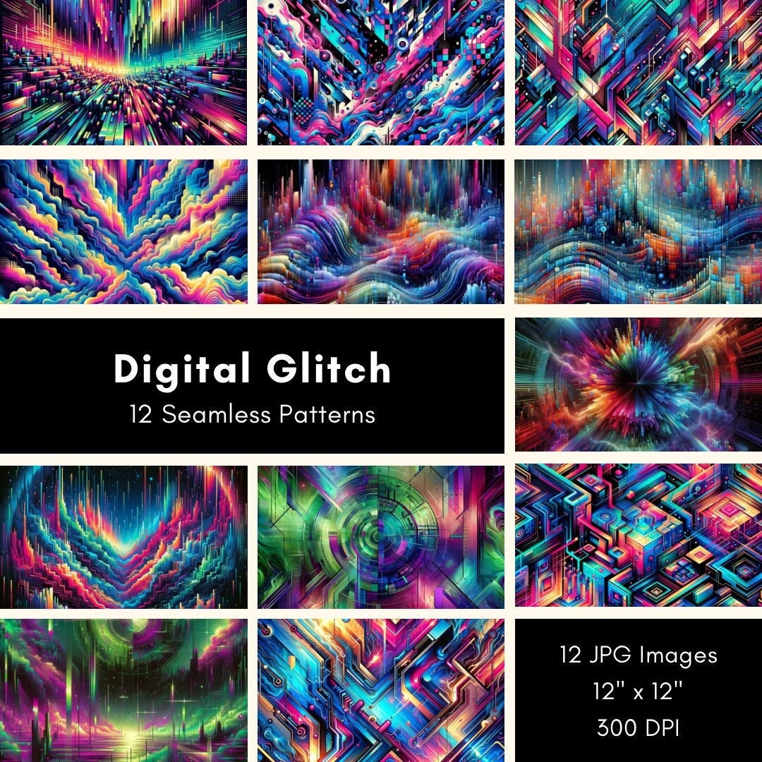 Digital Glitch : 12 Digital Paper Patterns, for Scrapbooking, Graphic ...