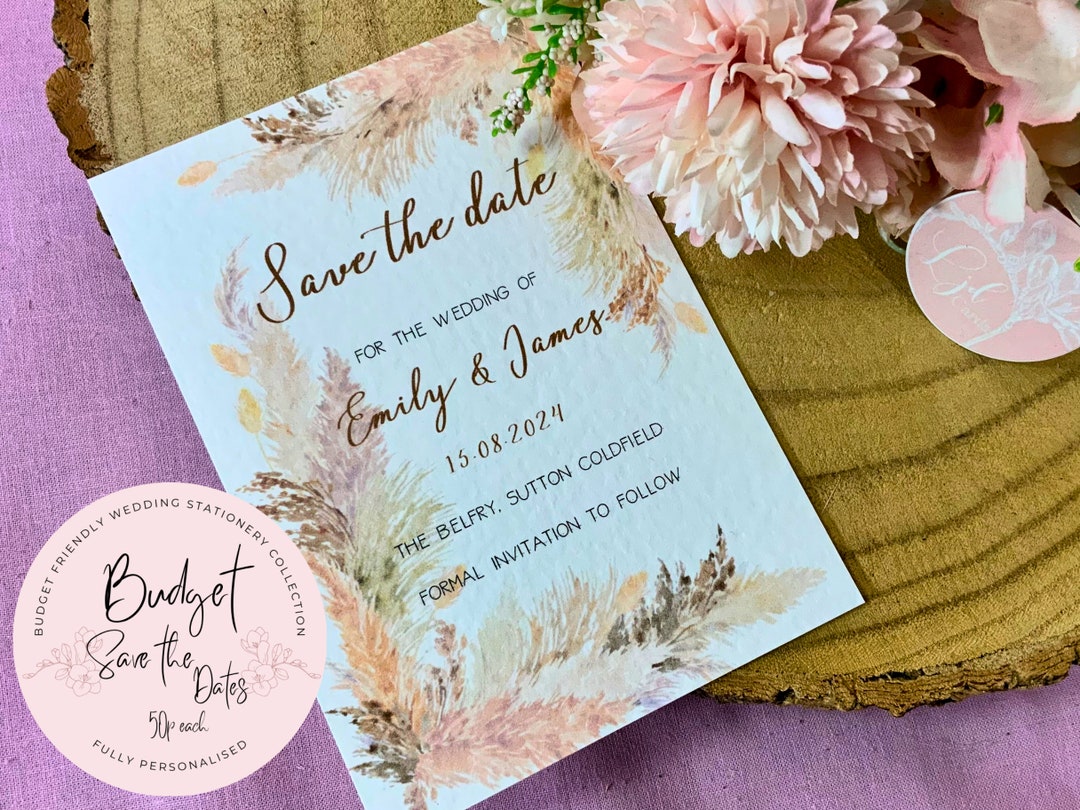 Pampas Save the Dates, Boho Wedding Save the Dates and Invitations ...