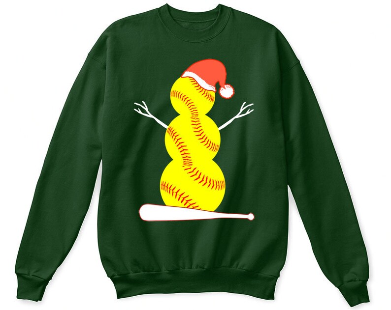 Softball snowman shirt softball snowman gift sofball | Etsy