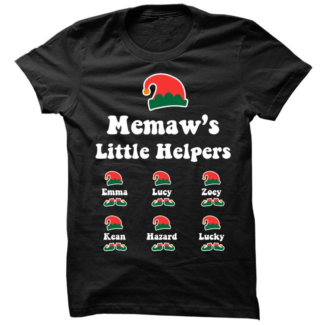 Memaw Little Helpers Kid Name Shirt, Memaw Christmas Custom Name Shirt ...