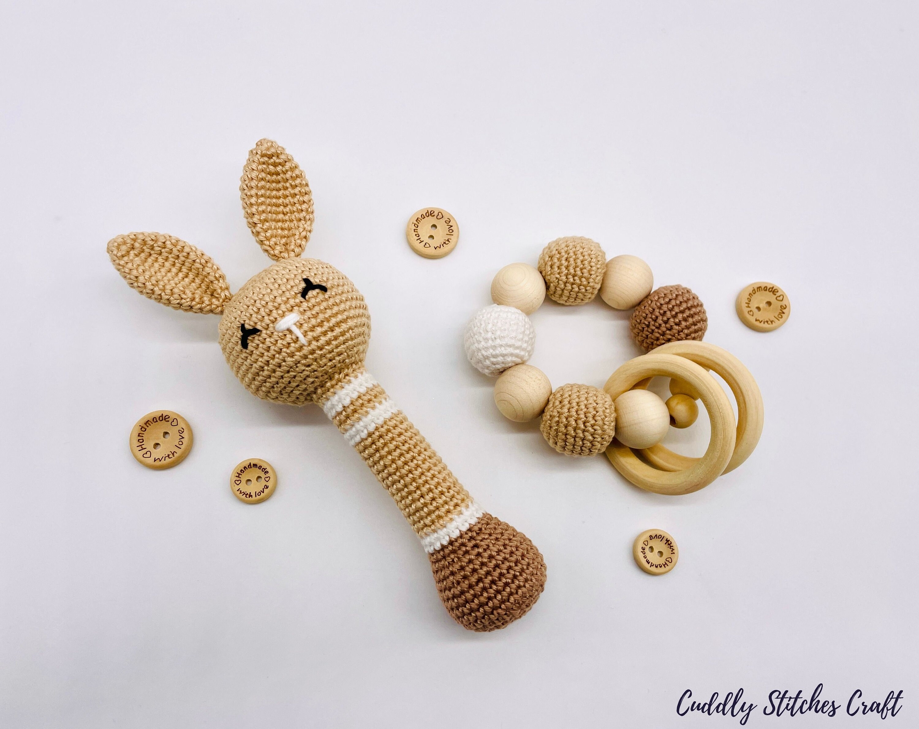Crochet Bunny Rattle Pattern, Crochet Baby Rattle, Crochet Wooden ...