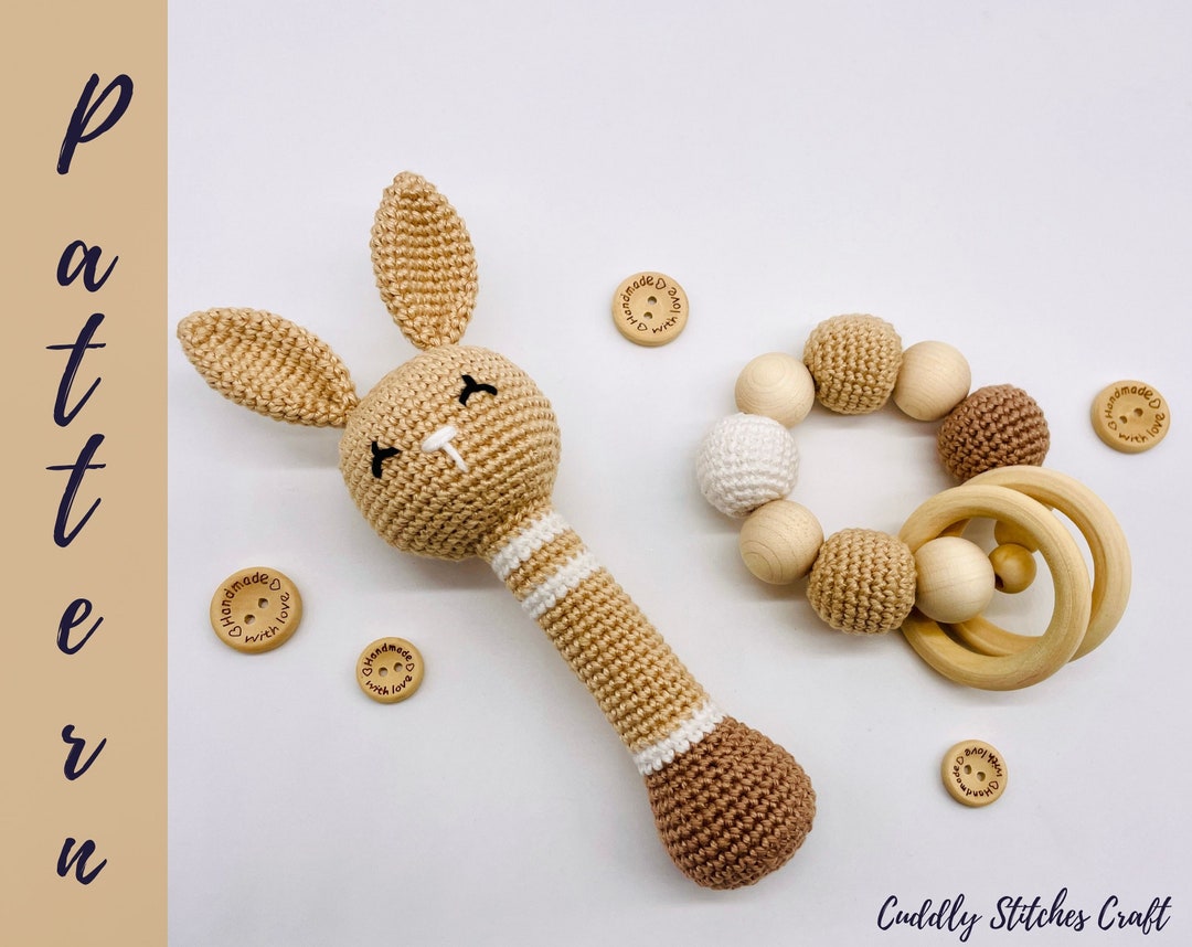 Crochet Bunny Rattle Pattern, Crochet Baby Rattle, Crochet Wooden ...