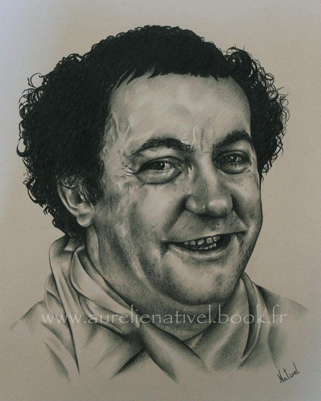 Portrait Drawing of Coluche - Etsy
