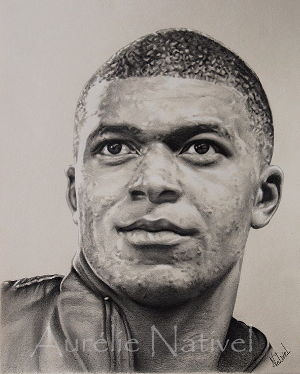 Portrait Drawing of Kylian Mbappé - Etsy