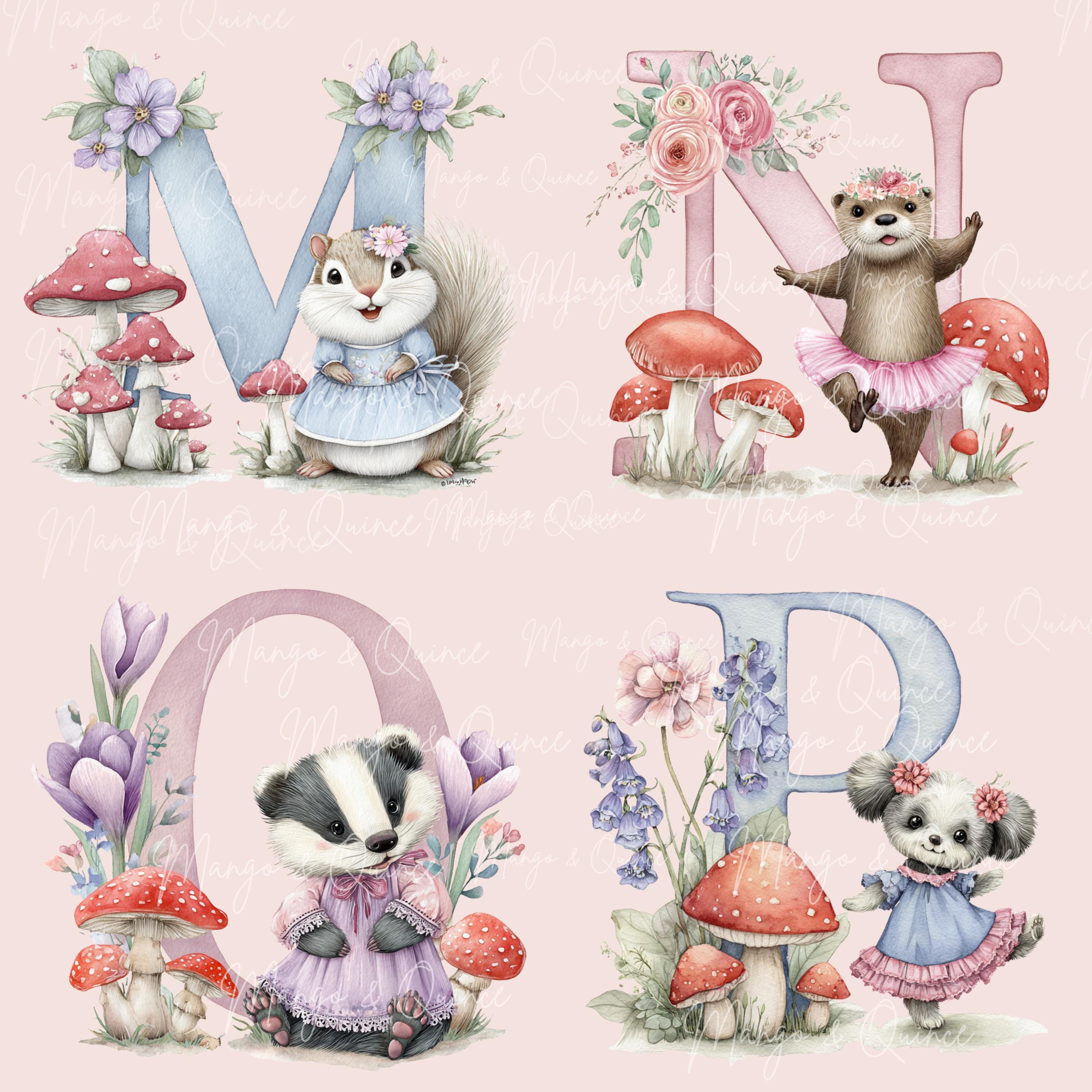 Alphabet Clipart A-Z PNG, Whimsical Spring Animal Letters, Nursery Name ...