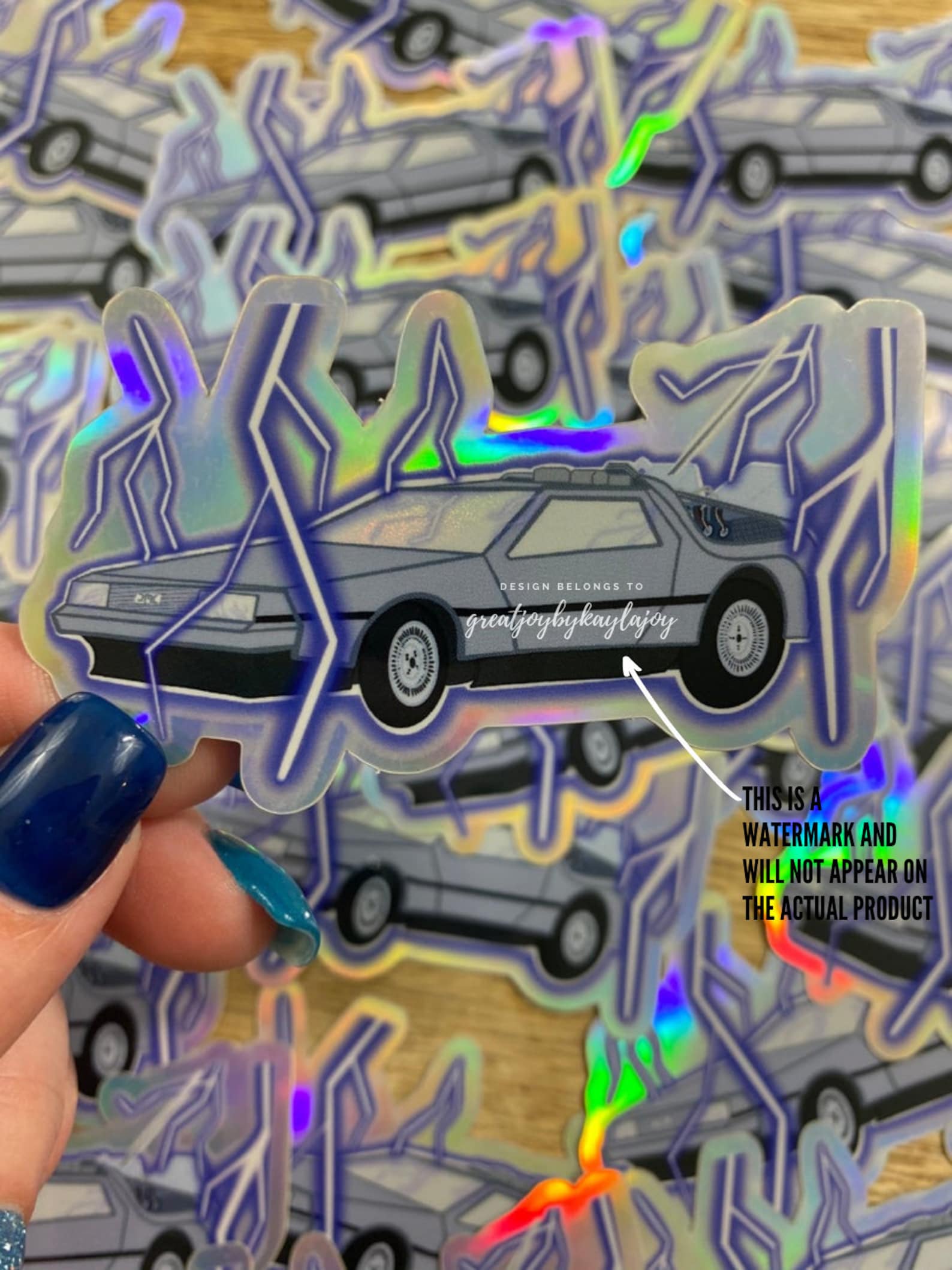 Delorean / waterproof HOLOGRAPHIC sticker inspired by back | Etsy