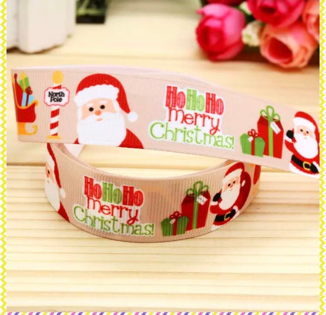 7/8 Santa Grosgrain Ribbon ,christmas Grosgrain Ribbon ,3 Yards 7/8 ...