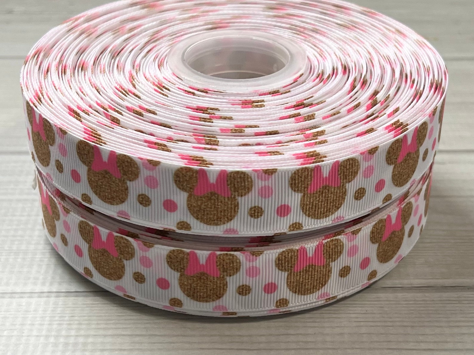 7/8 Pink /gold Minnie Mouse Grosgrain Ribbon 3 Yards - Etsy