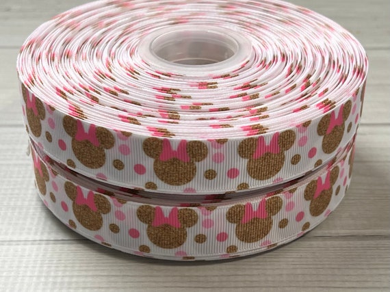 7/8 Pink /gold Minnie Mouse Grosgrain Ribbon 3 Yards - Etsy
