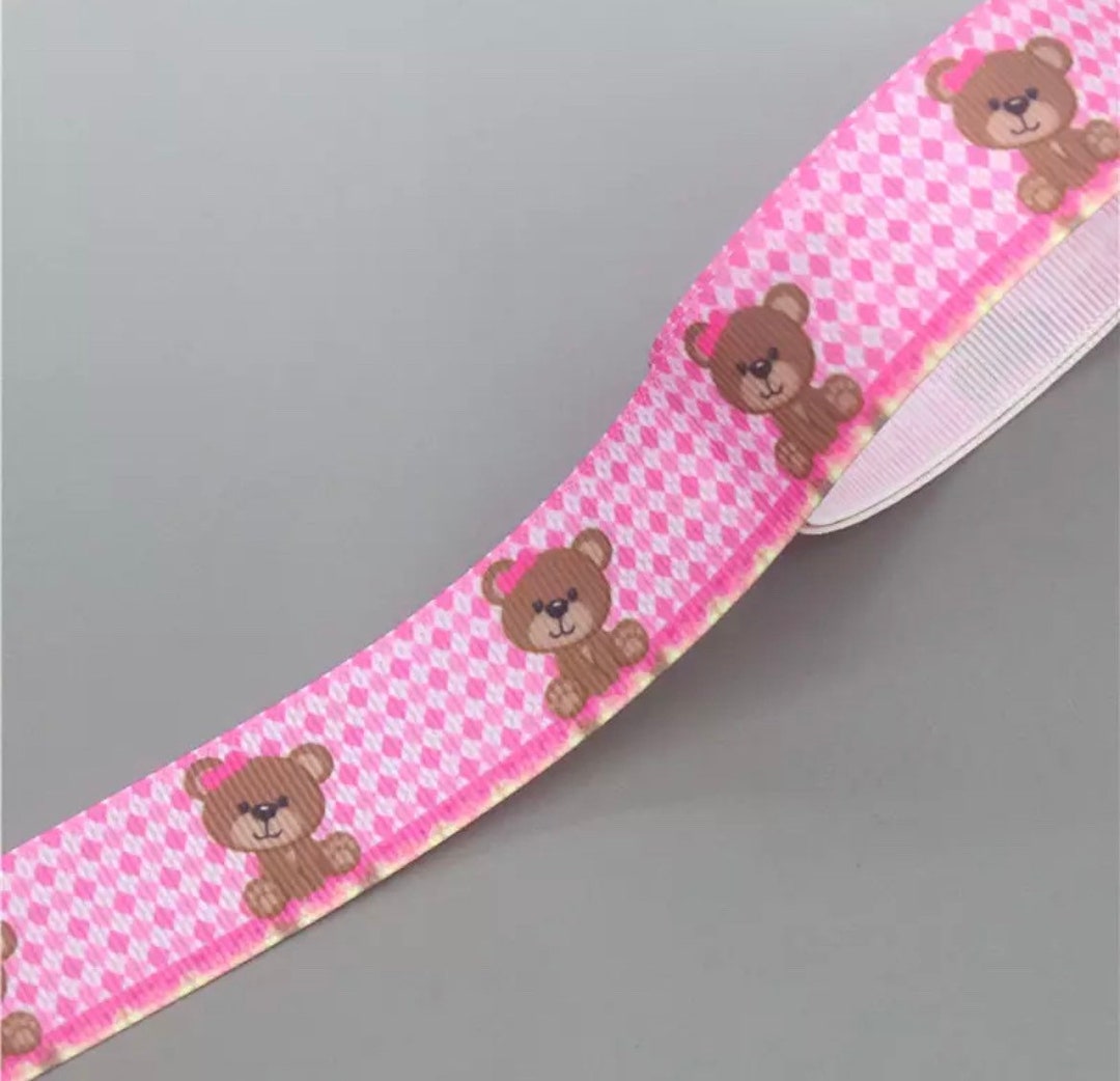 7/8” 1 1/2” 3"pink Teddy Bear Grosgrain Ribbon , 3 Yards Teddy Bear ...