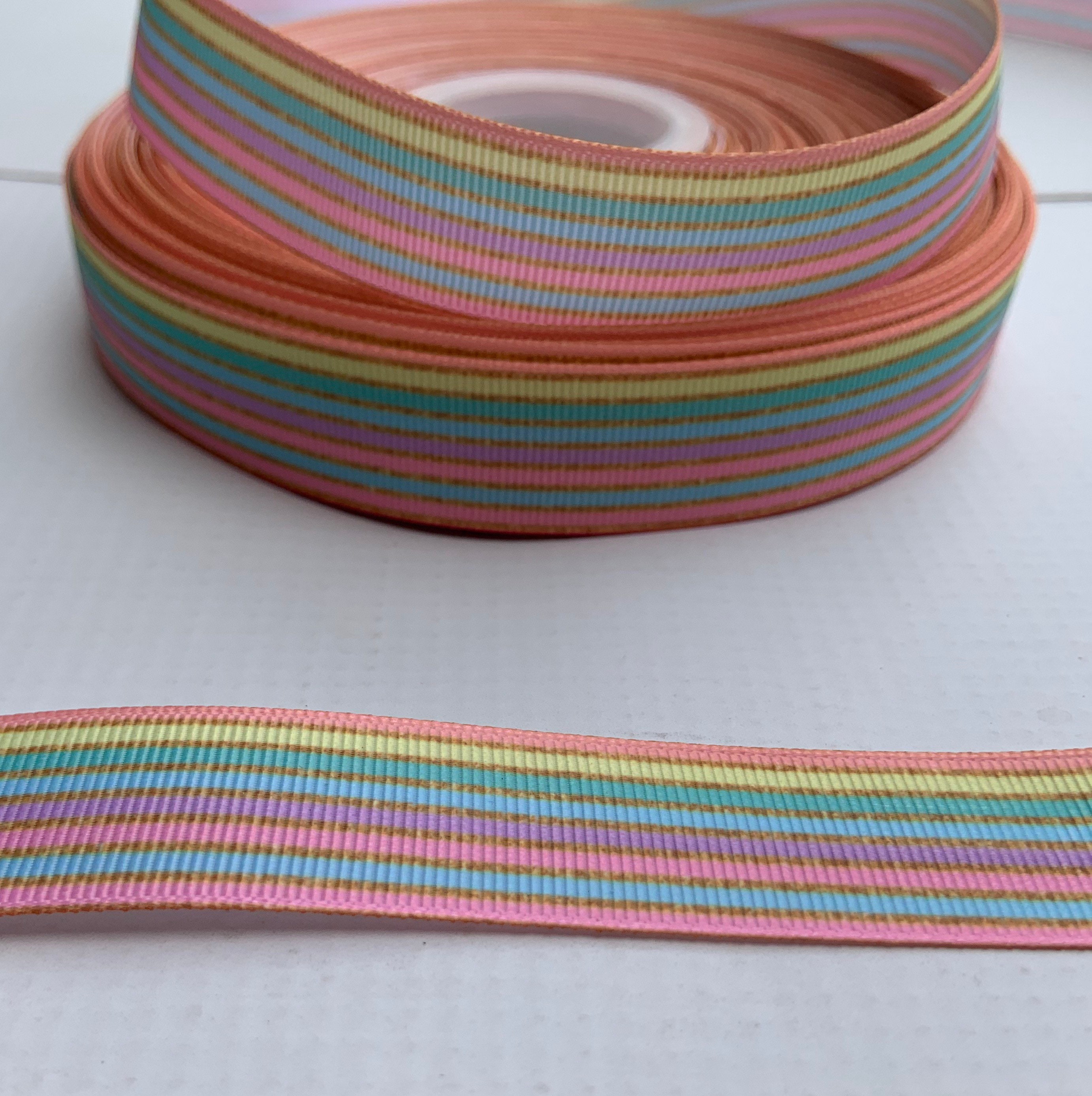 7/8 Rainbow Striped Grosgrain Ribbon 3 yards 7/8 | Etsy
