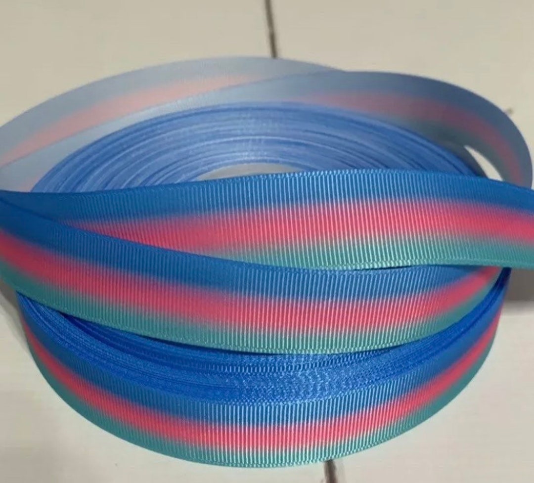 Pastel Gradient Rainbow Blue Pink Aqua Grosgrain Ribbon 3 Yards 7/8 ...