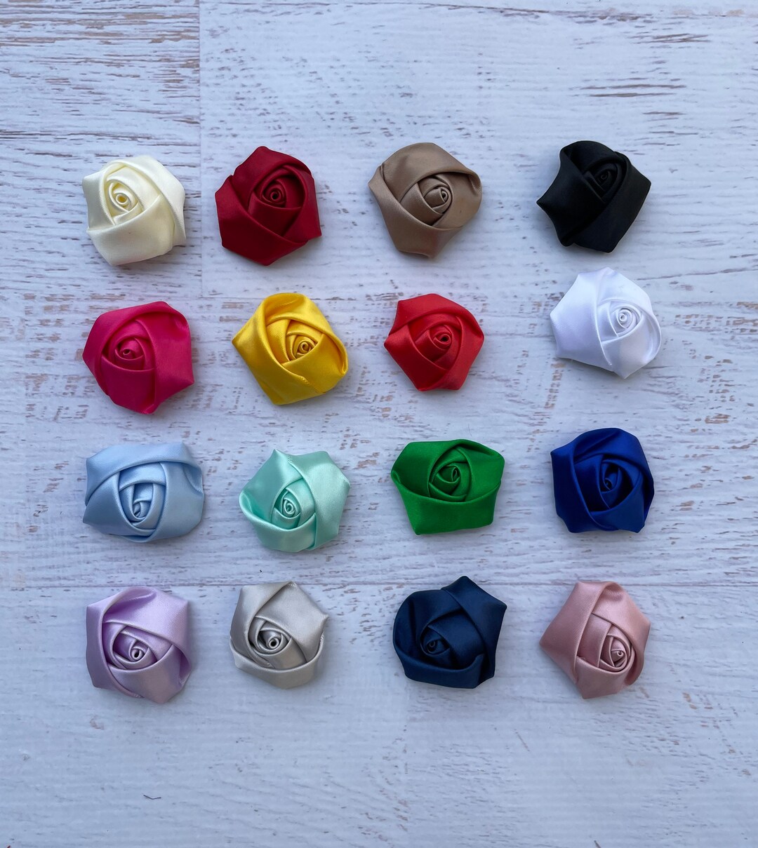 1.5" Rolled Satin Rosettes Satin Roses Fabric Flowers Wholesale Brooch ...