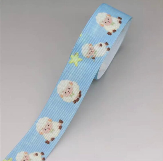 3 Blue Sheep Grosgrain Ribbon 3 Yards Sheep Ribbon Lamb - Etsy