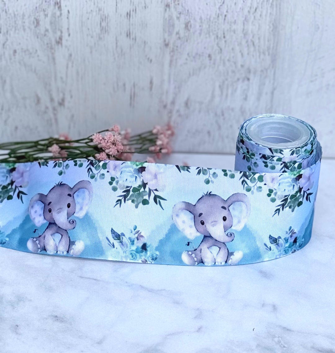 7/8” 1 1/2” 3” Blue Elephant Grosgrain Ribbon Elephant Baby Shower ...