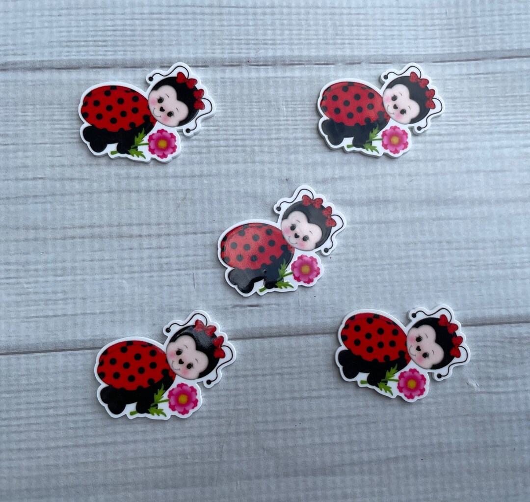 5 Pieces Ladybug Planar Resin , Ladybug Cabochon , Ladybug Flat Back ...