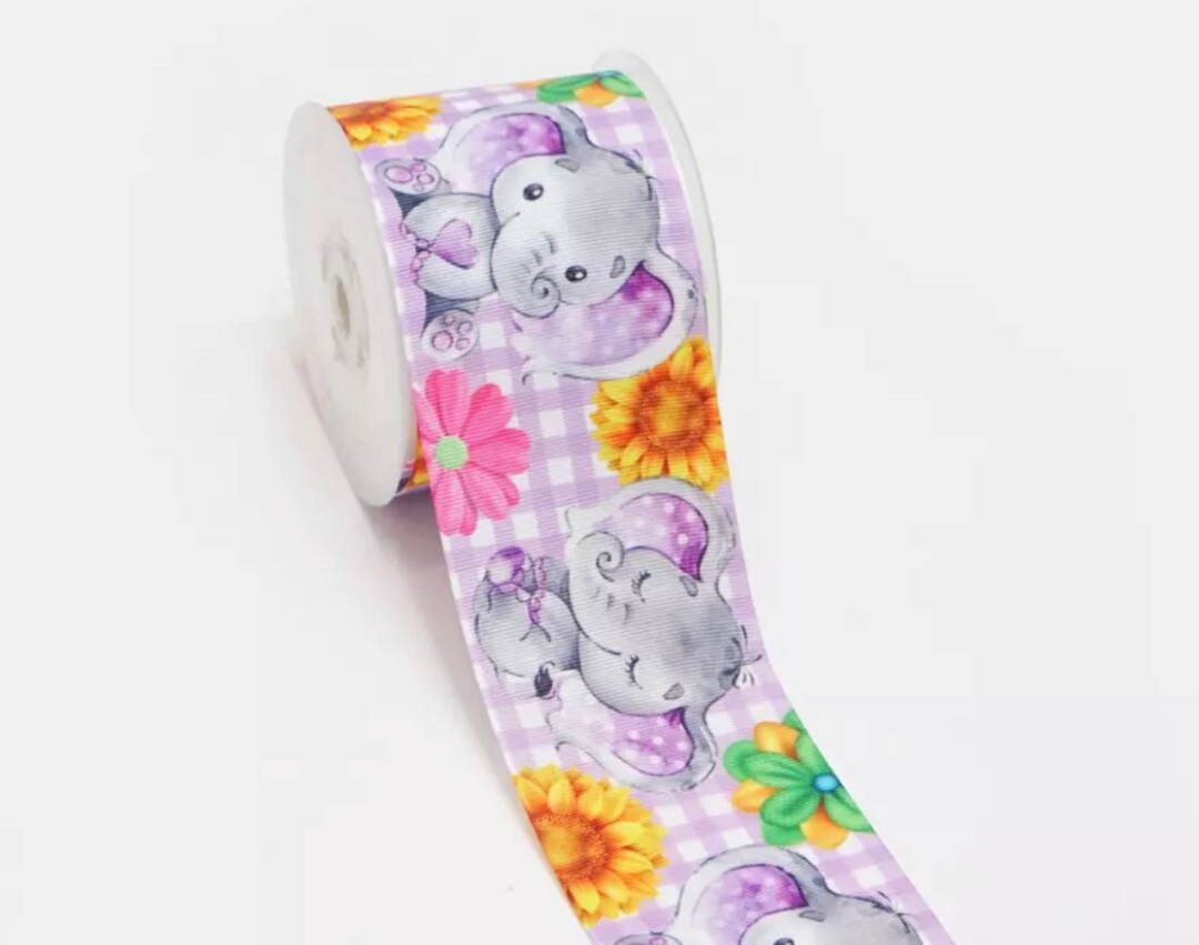 7/8" or 3” Lavender/purple Elephant Grosgrain Ribbon Elephant Baby ...