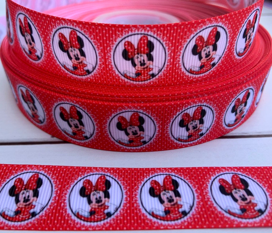 7/8 Red Minnie Mouse Grosgrain ribbon 3 yards Red Minnie | Etsy