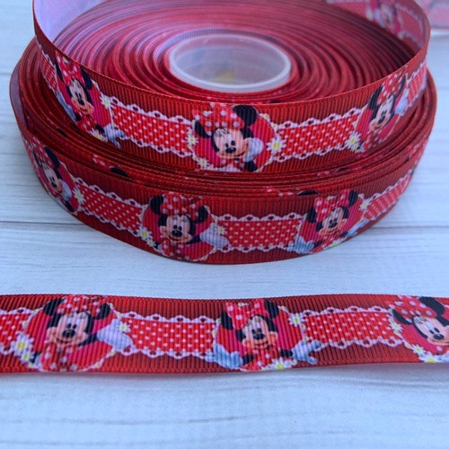 7/8 Red Minnie Mouse Grosgrain Ribbon 3 Yards Red Minnie - Etsy