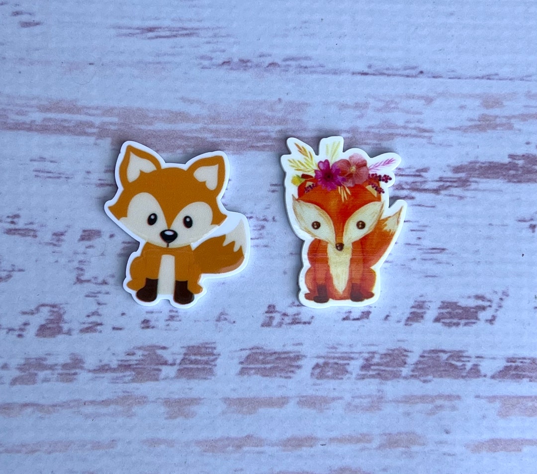 5 Pieces Fox Planar Resin, Fox Baby Shower Embellishment, Woodland Fox ...