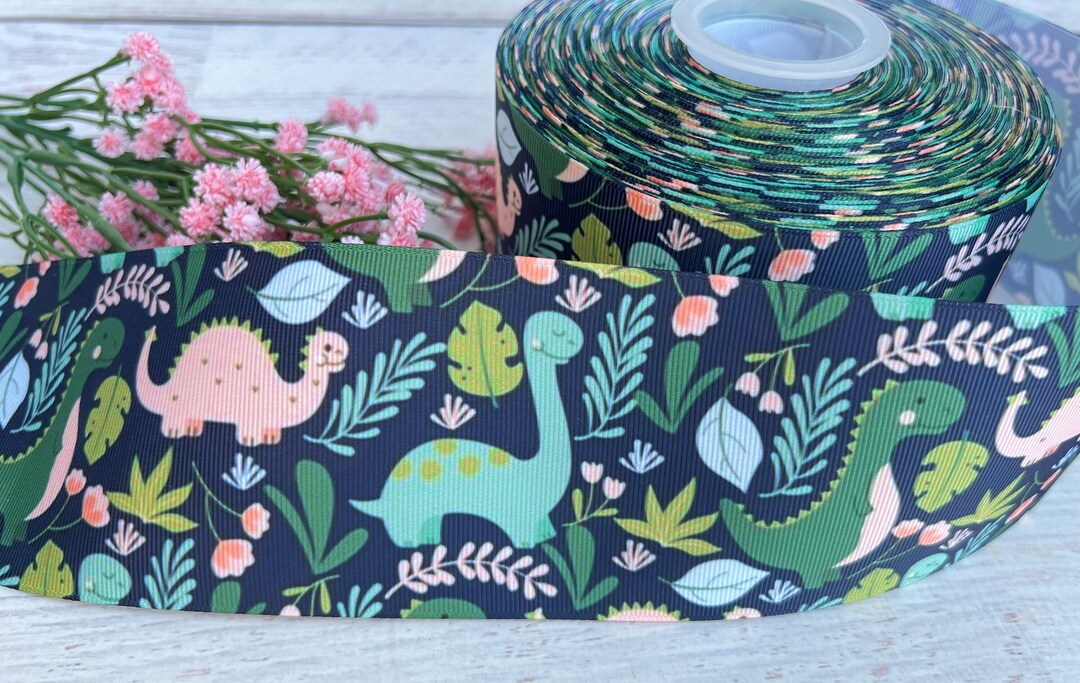 7/8” 3” Dinosaur Grosgrain Ribbon Dinosaur Ribbon Dinosaur Baby Shower ...