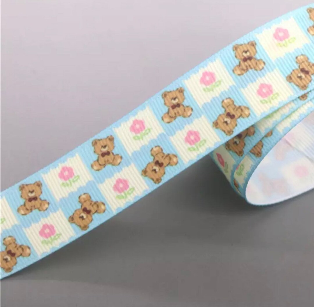 7/8” Blue Teddy Bear Grosgrain Ribbon ,3 Yards Teddy Bear Ribbon - Etsy
